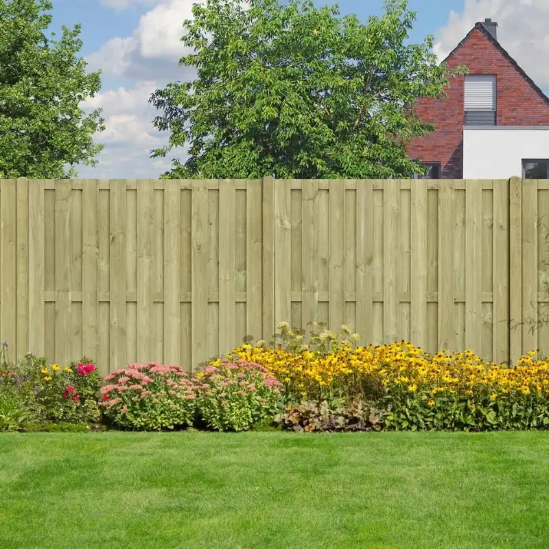 Bronzeklasse: Plankeværk model Agerskov LODRET SAMLET inkl. træstolper og tilbehør - Plankeværk ...
